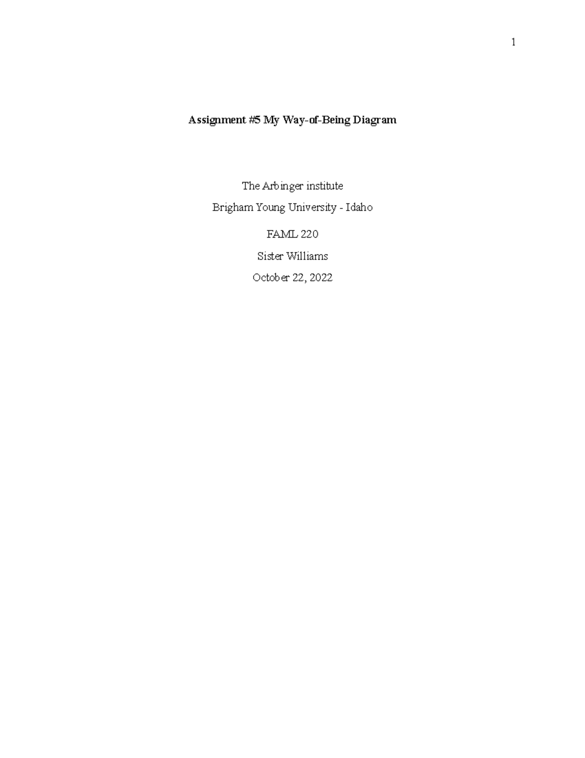 Faml220Assign#5 - a class for parenting. - Assignment #5 My Way-of ...