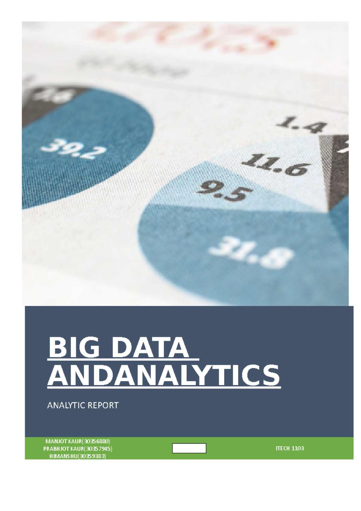 1103 ASSIGNMENT BIG DATA ANALYSIS - BIG DATA ANDANALYTICS ANALYTIC REPORT MANJOT KAUR(30356880 ...
