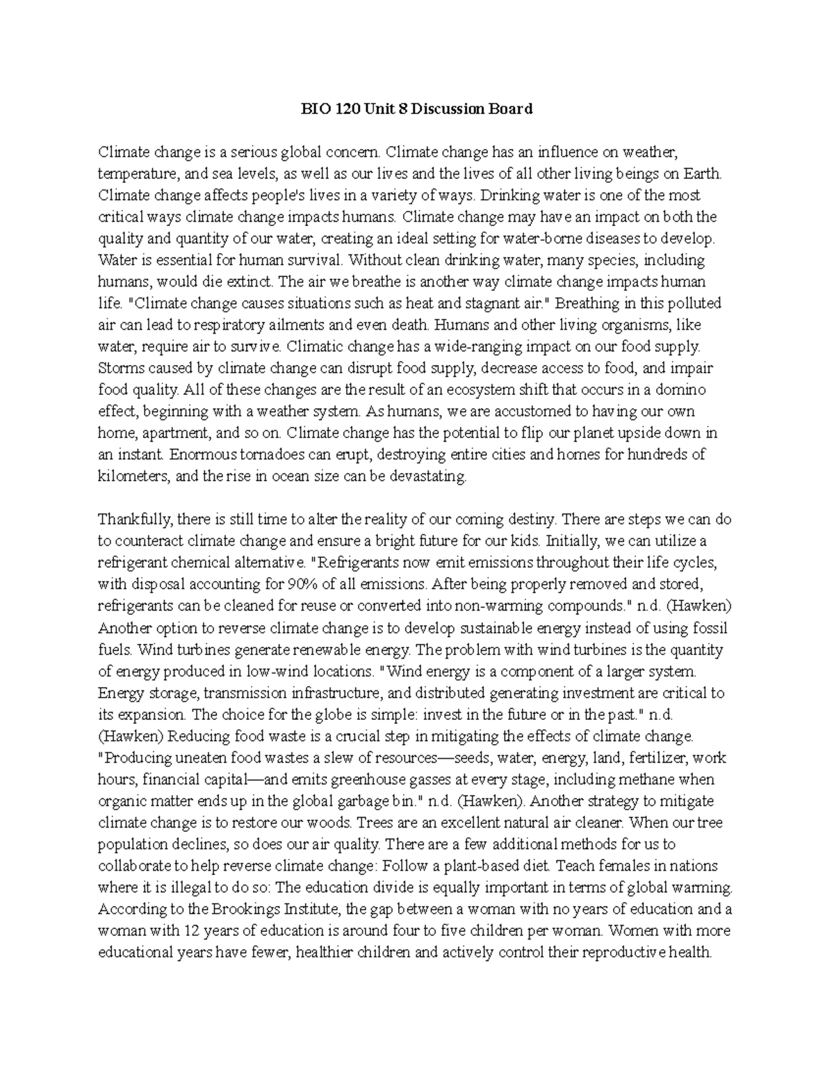 BIO 120 Unit 8 Discussion Board - BIO 120 Unit 8 Discussion Board ...