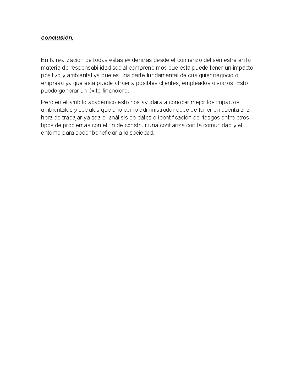 Conclusion-RS - Una conclusion basica - conclusión. En la realización ...
