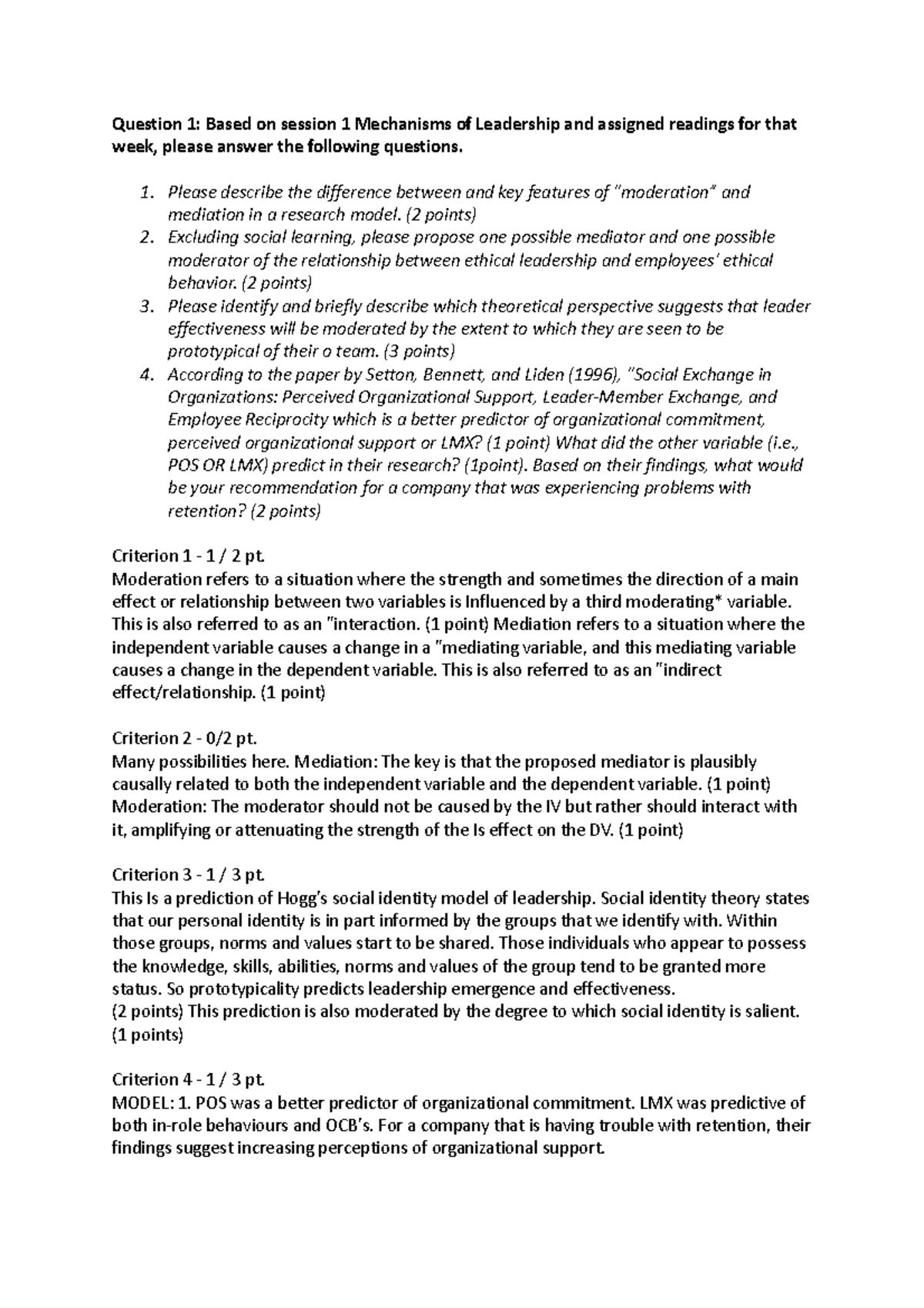 Example questions L&M - voorbeeld vragen - Question 1: Based on session ...
