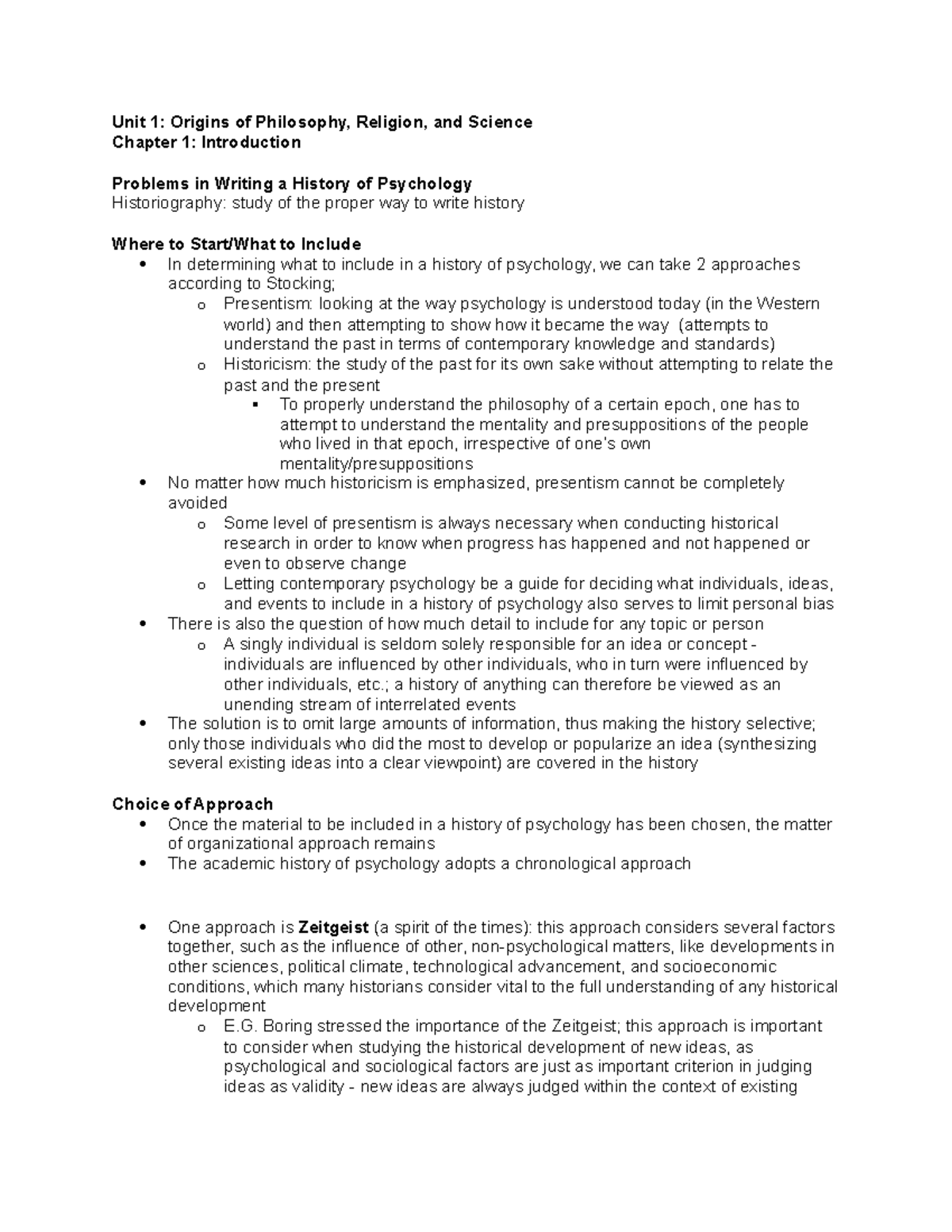 PSY275 Chapter 1 - lecture notes - Unit 1: Origins of Philosophy ...