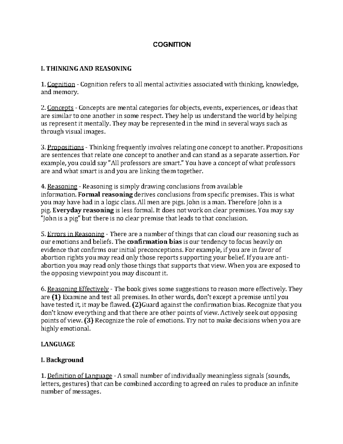 Cognition and how it affects learning - COGNITION I. THINKING AND ...