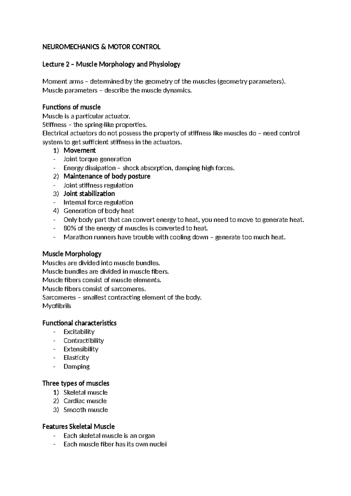 Neuromechanics & Motor Control Lecture 2 - NEUROMECHANICS & MOTOR ...