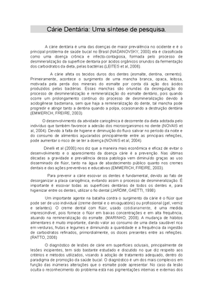 Carie pdf - FISIOPATOLOGIA DA CÁRIE DENTÁRIA: ENTENDENDO O PROCESSO ...