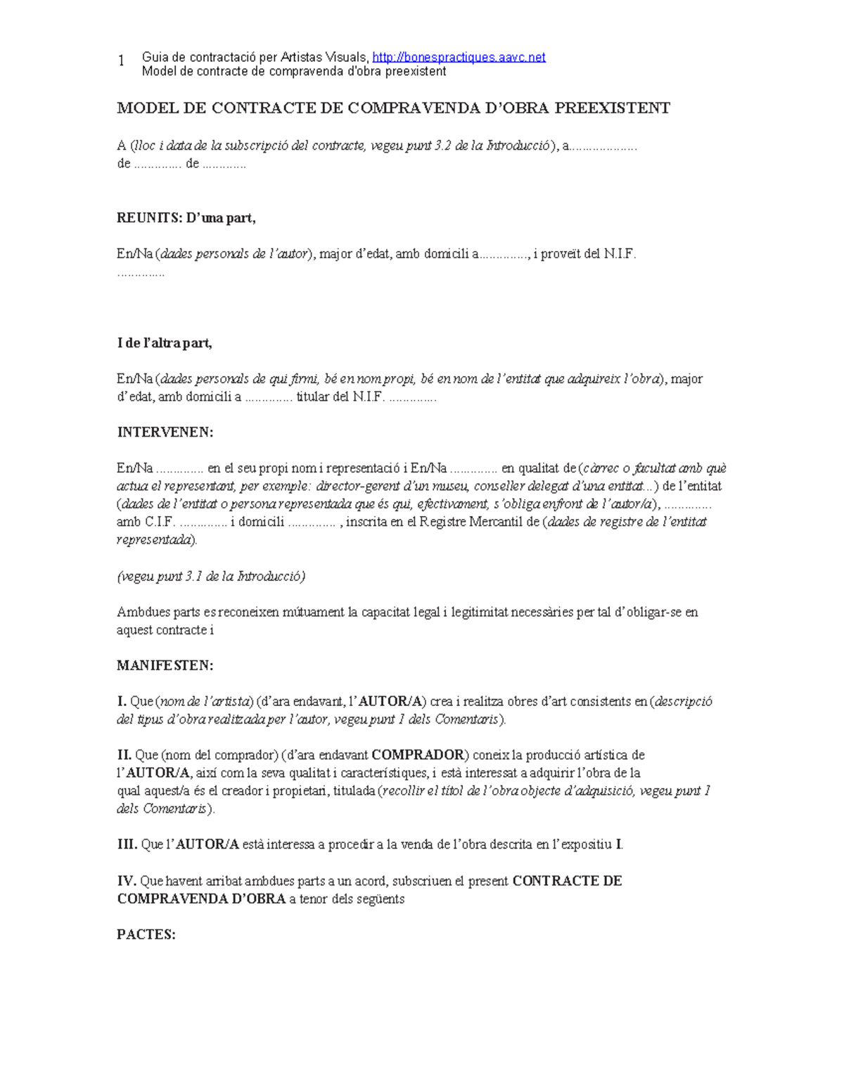 Model-de-contracte - MODEL DE CONTRACTE DE COMPRAVENDA D’OBRA ...