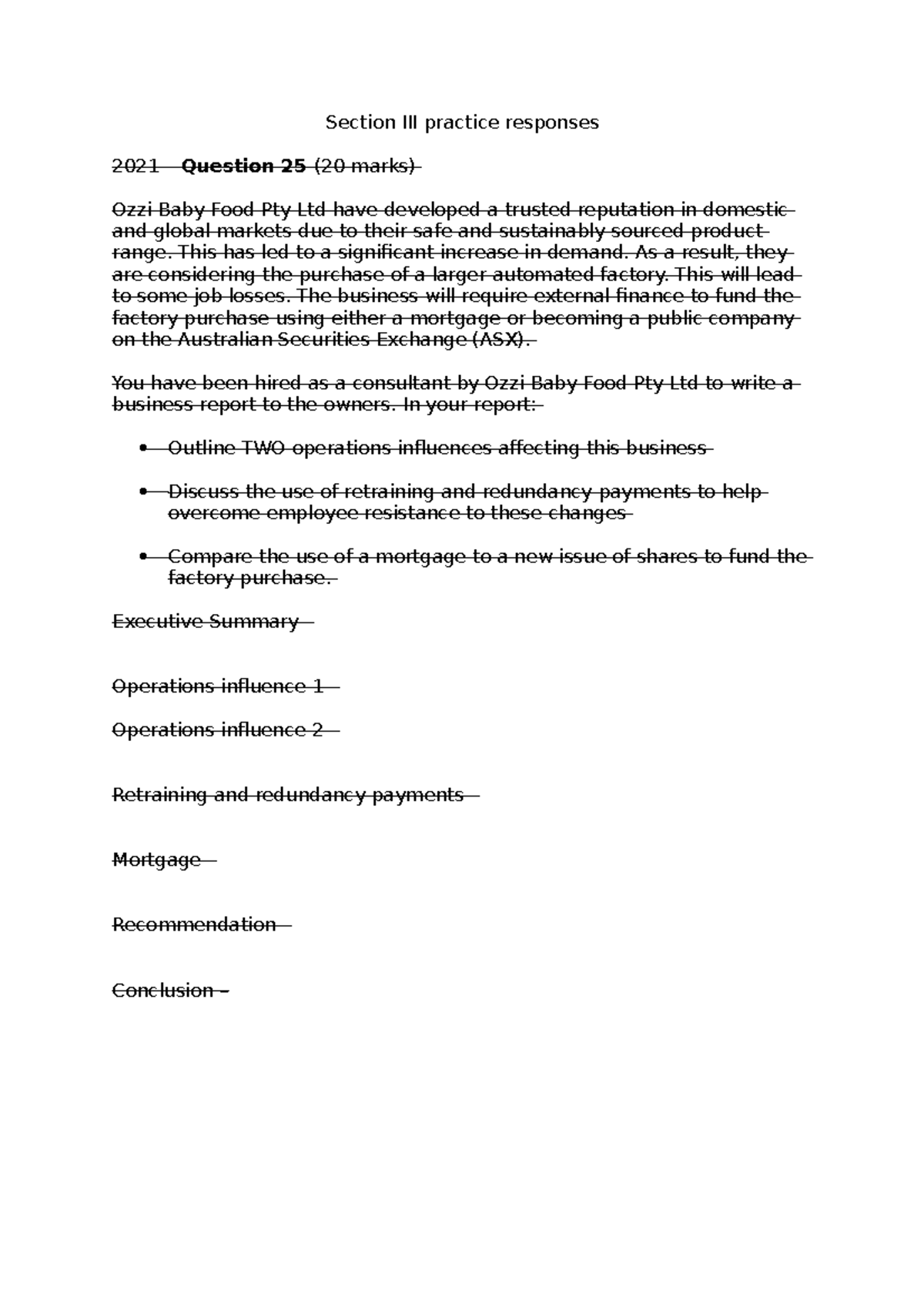 Section III practice responses - This has led to a significant increase ...