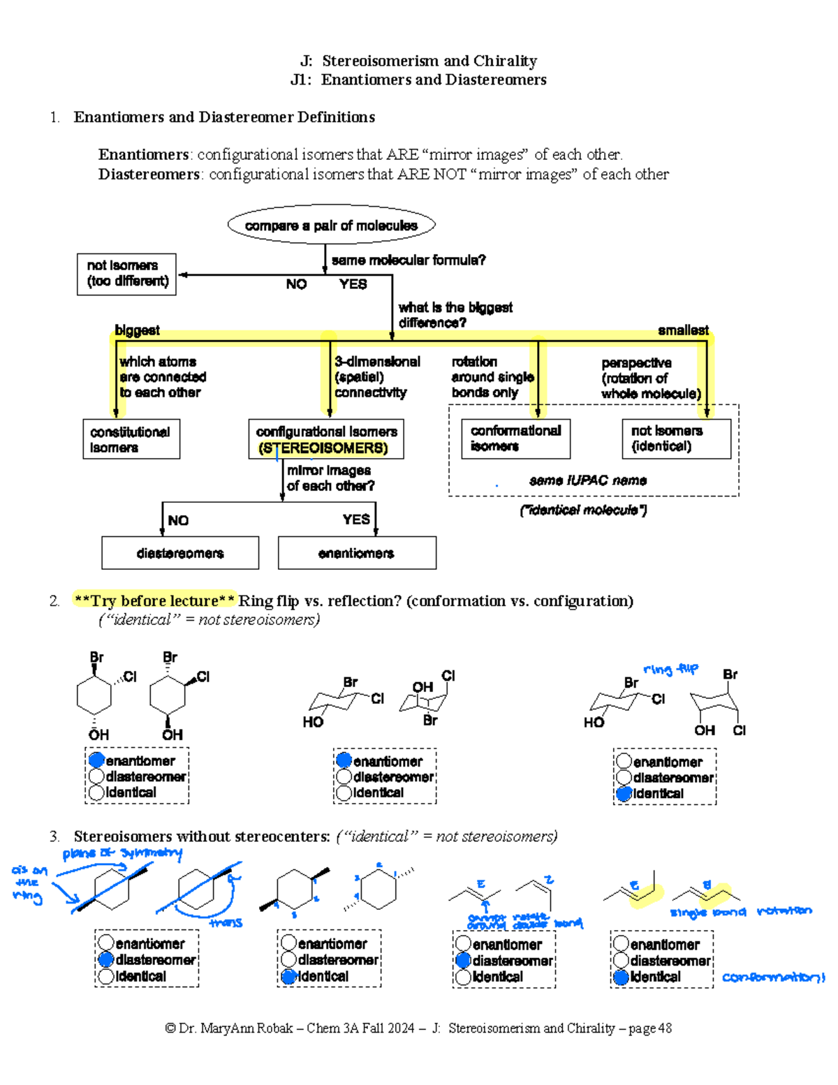 Lec JK Fa24 - Annotated lecture notes - © Dr. MaryAnn Robak – Chem 3A ...