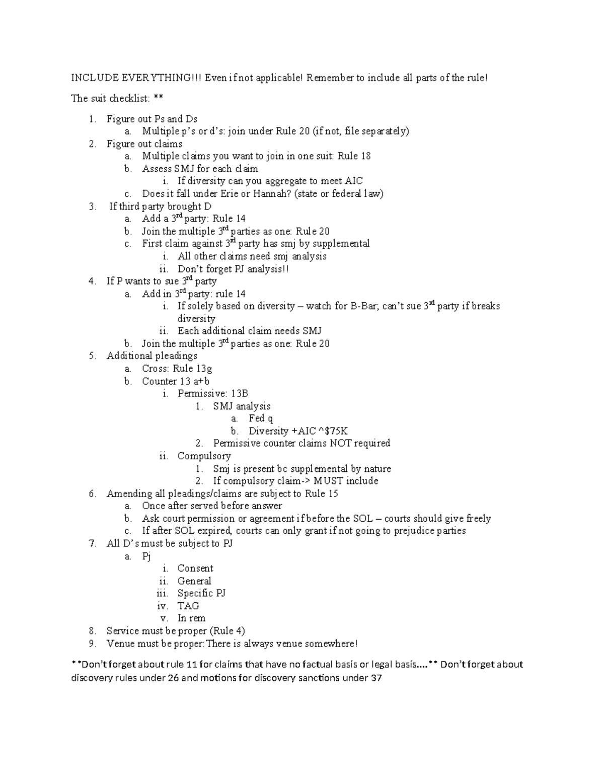 Civ. Pro. Exam Answers Template - INCLUDE EVERYTHING!!! Even if not ...