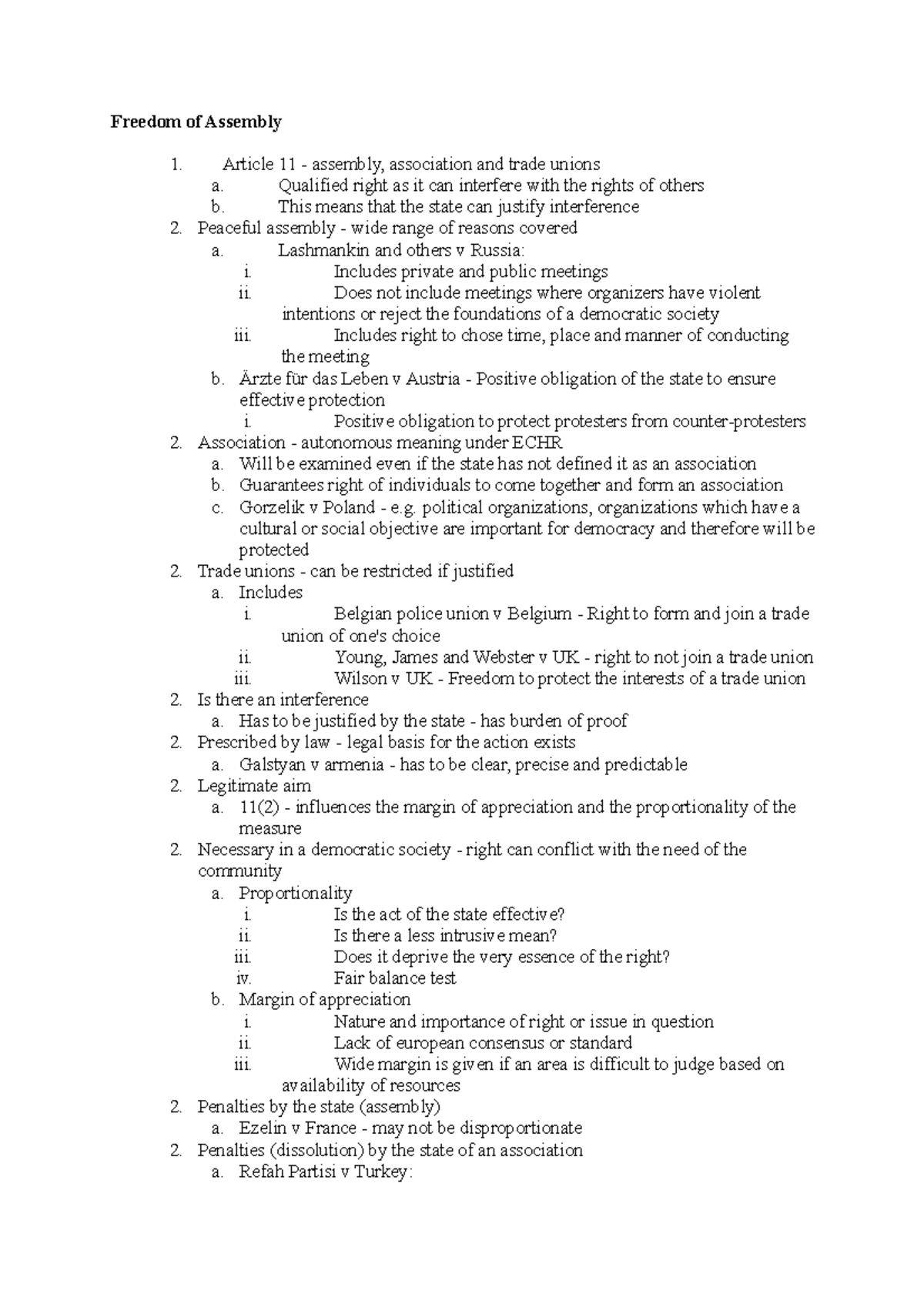 Freedom of Assembly - 2. 2. 2. 2. 2. 2. 2. 2. Article 11 assembly ...