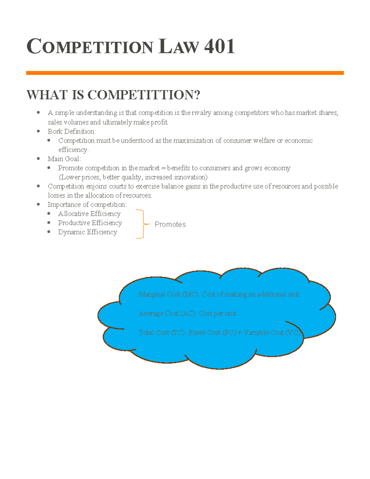 Competition Law Lecture 1-9 (Study Notes) - COMPETITION LAW 401 WHAT IS ...
