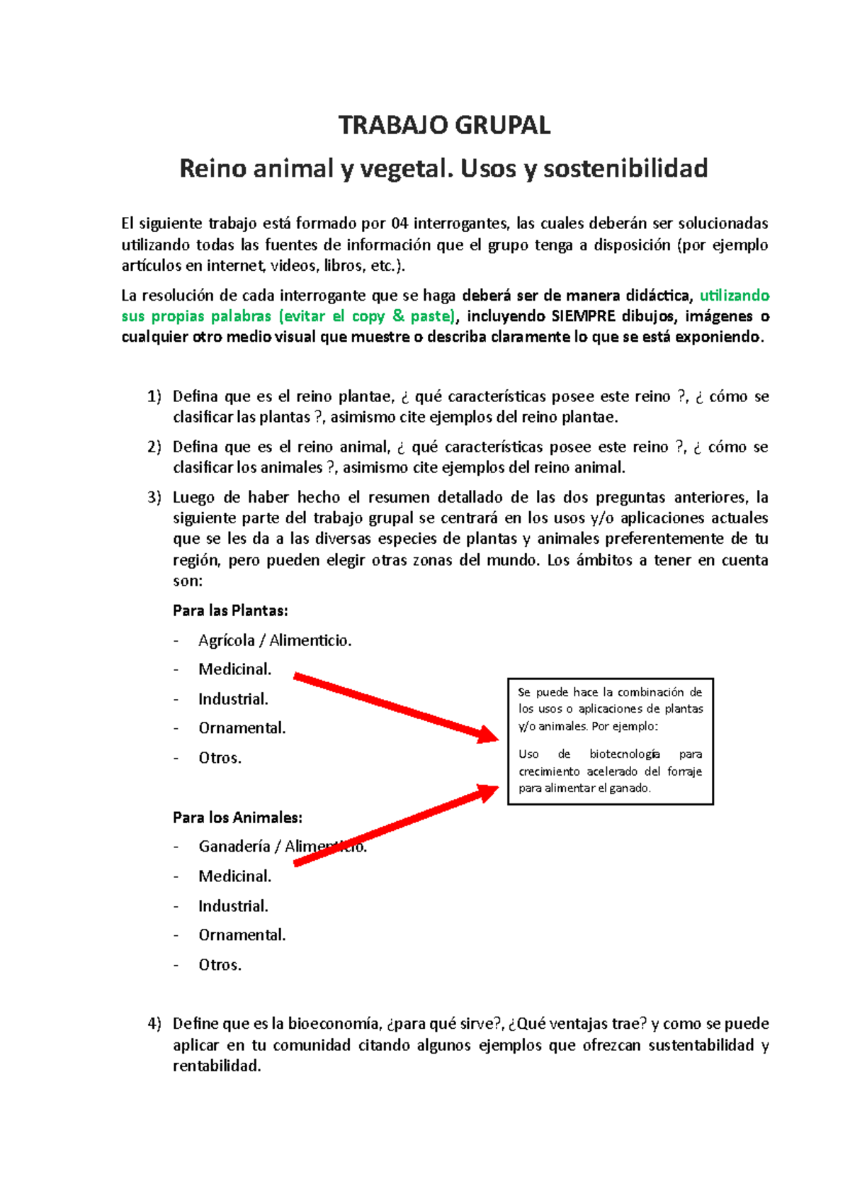 Trabajo reino plantas y animal - El siguiente trabajo está formado por ...