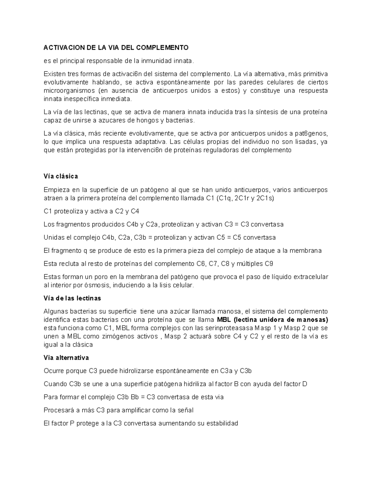 Activacion DE LA VIA DEL Complemento - ACTIVACION DE LA VIA DEL COMPLEMENTO es el principal ...