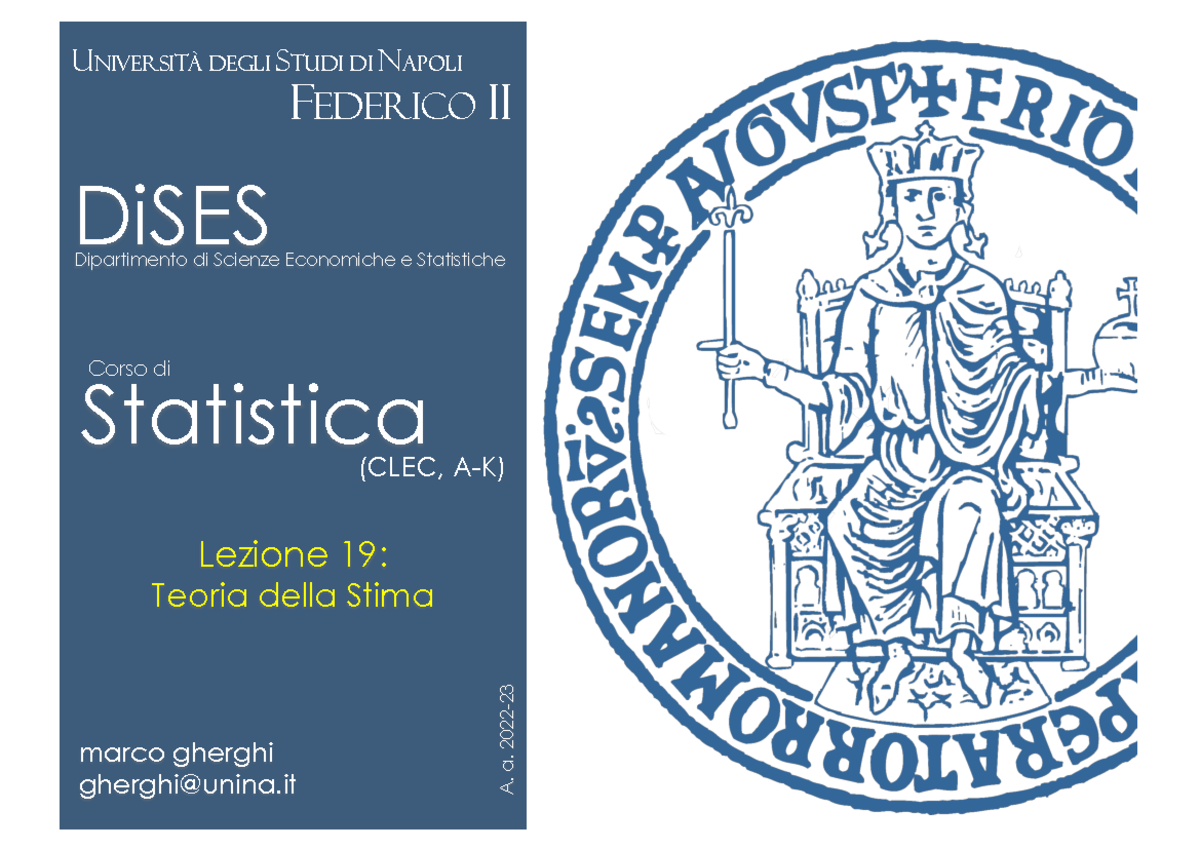 L19 Teoria della stima - Slide prof Marco Gherghi - Università degli ...