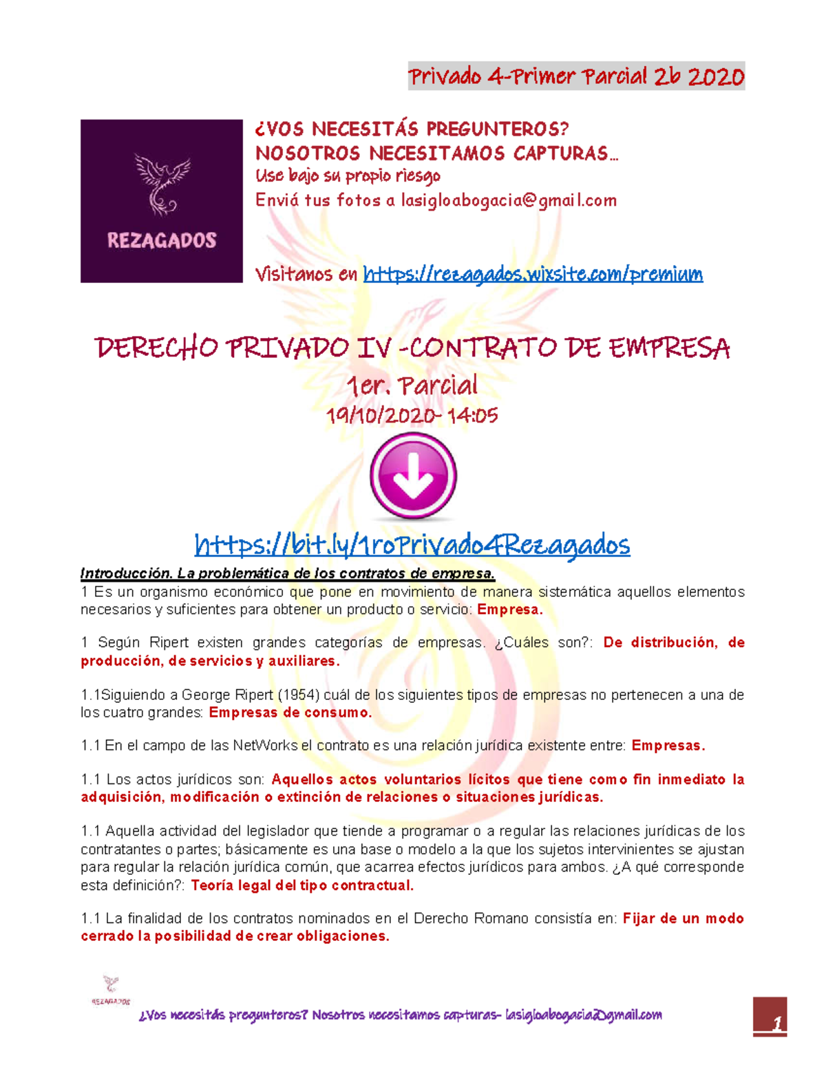 19-10-2020 Privado 4 Primer Parcial Rezagados - Warning: TT: undefined function: 32 ¿Vos ...