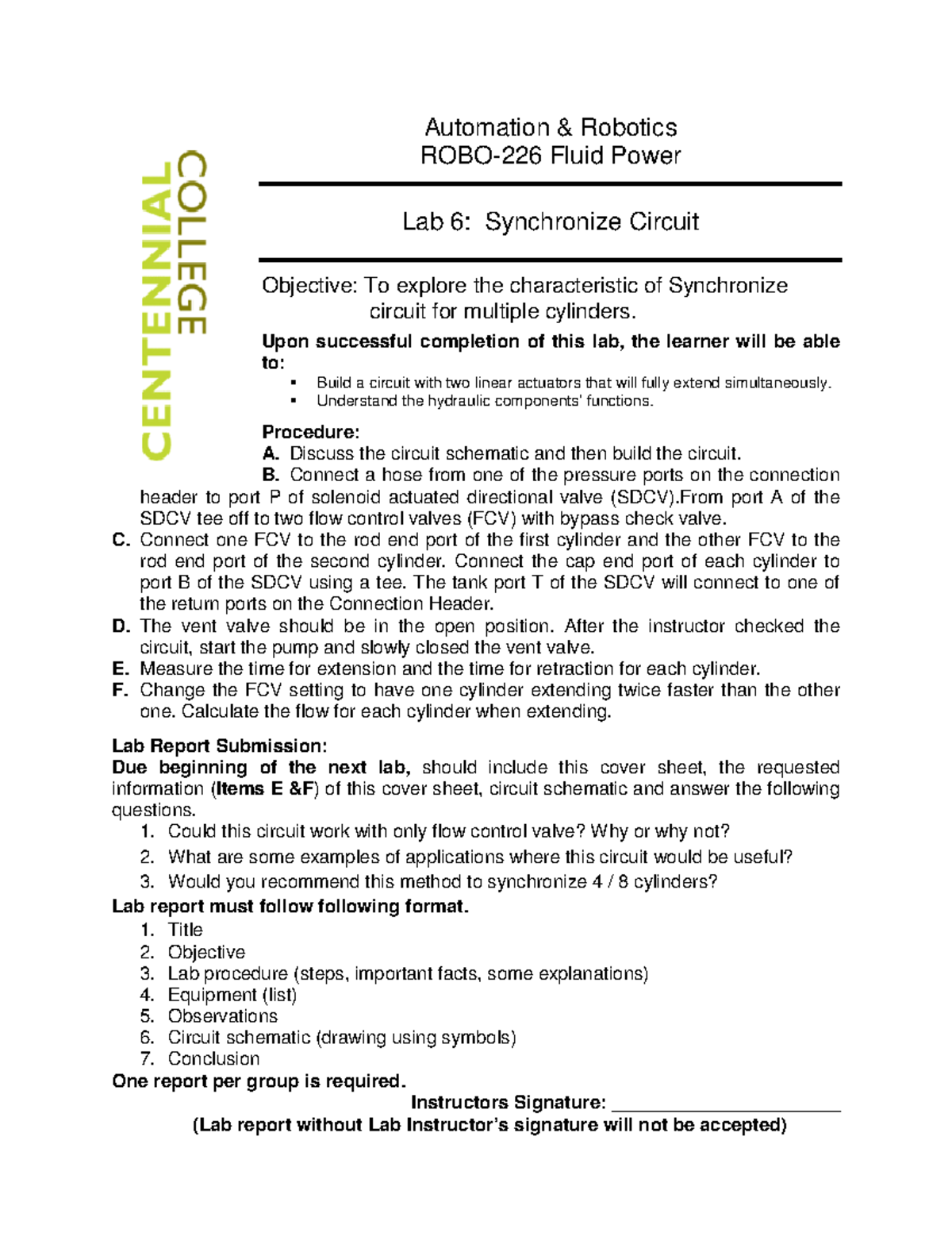 Lab6 Synchronize Circuit - (Lab report without Lab Instructor’s signature will not be accepted ...