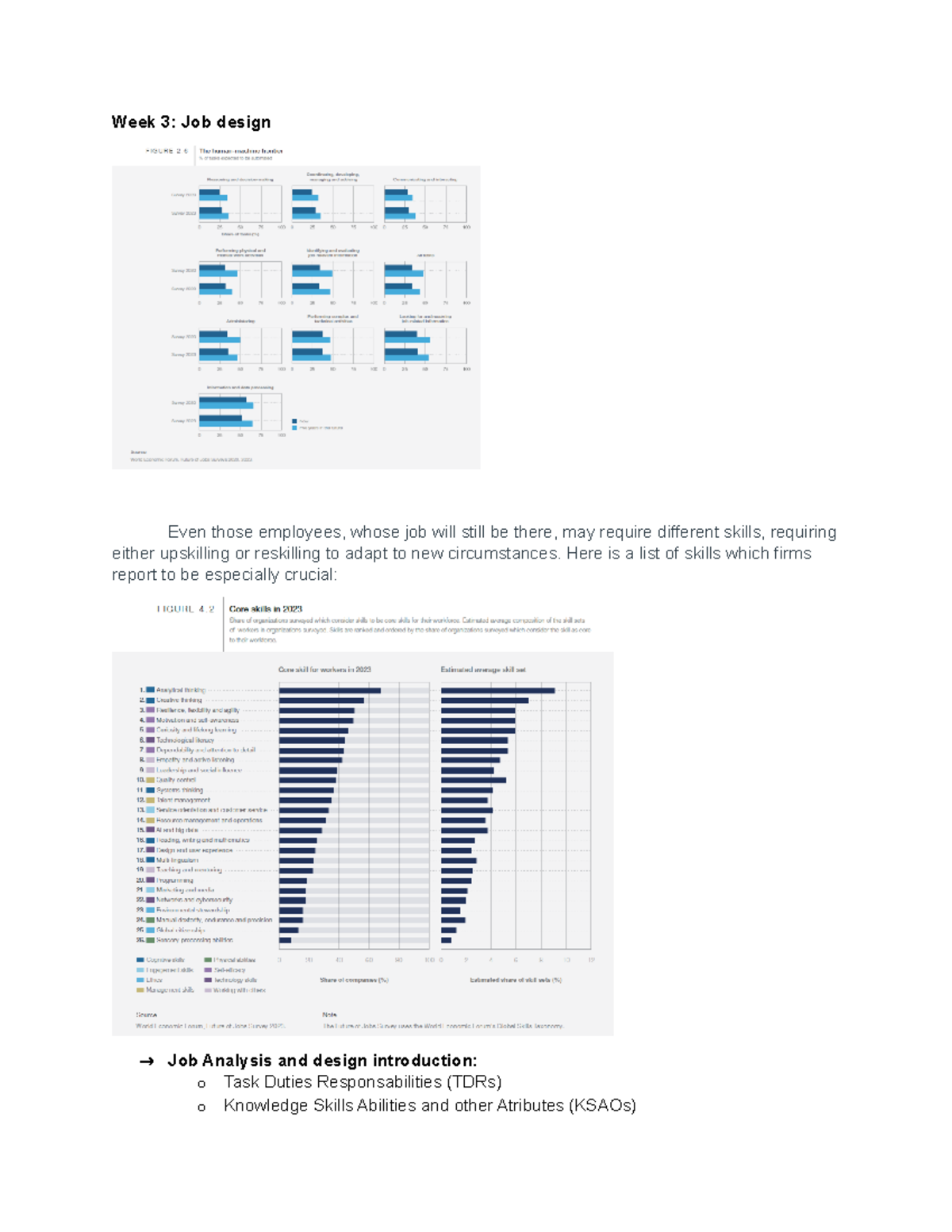 Knowledge clips 3 - Week 3 notes - Week 3: Job design Even those ...