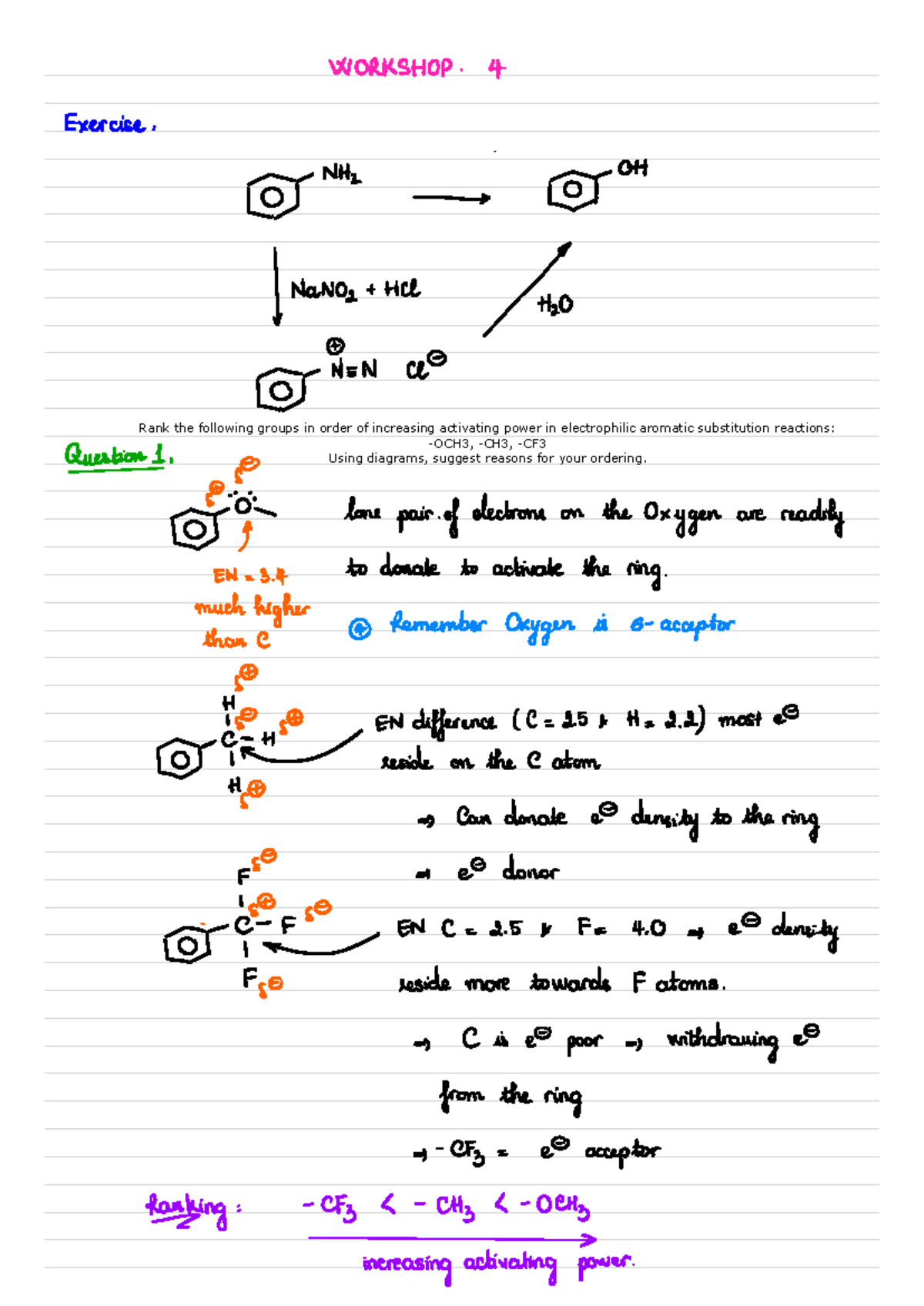 OC2 workshop 4 sample answers - WORKSHOP. 4 Exercise: ~ OH T N L I -> 0 ...