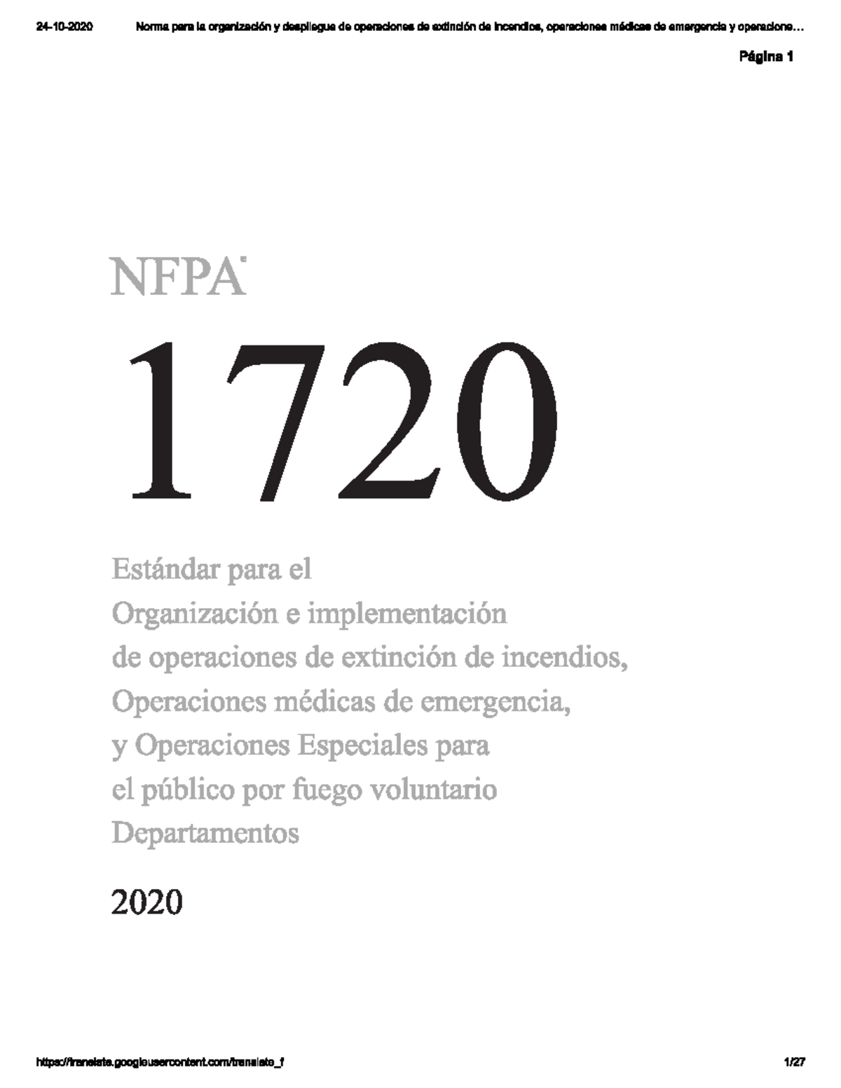 NFPA 1720 Traducida - gagagg - Estadística II - Studocu