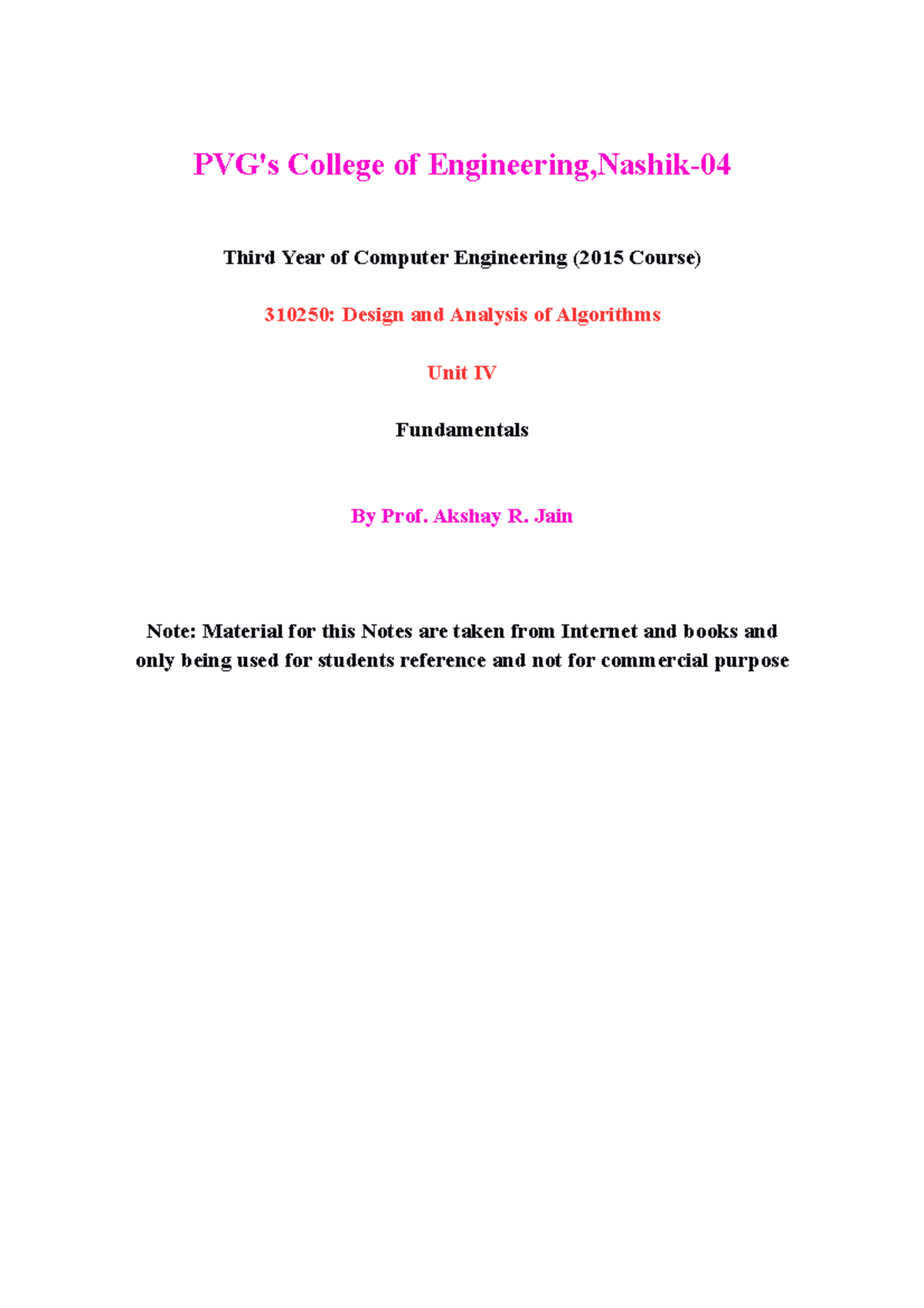 Daa-unit-iv - Hii - PVG's College of Engineering,Nashik- Third Year of ...