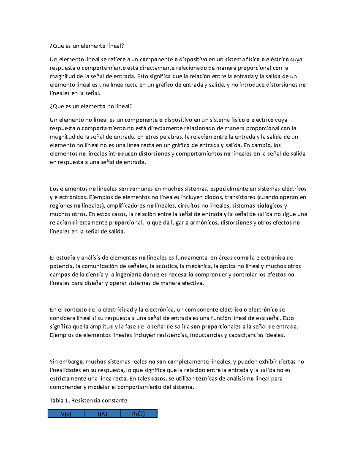 Lab 3 fisica 2 - lab - ¿Que es un elemento lineal? Un elemento lineal ...