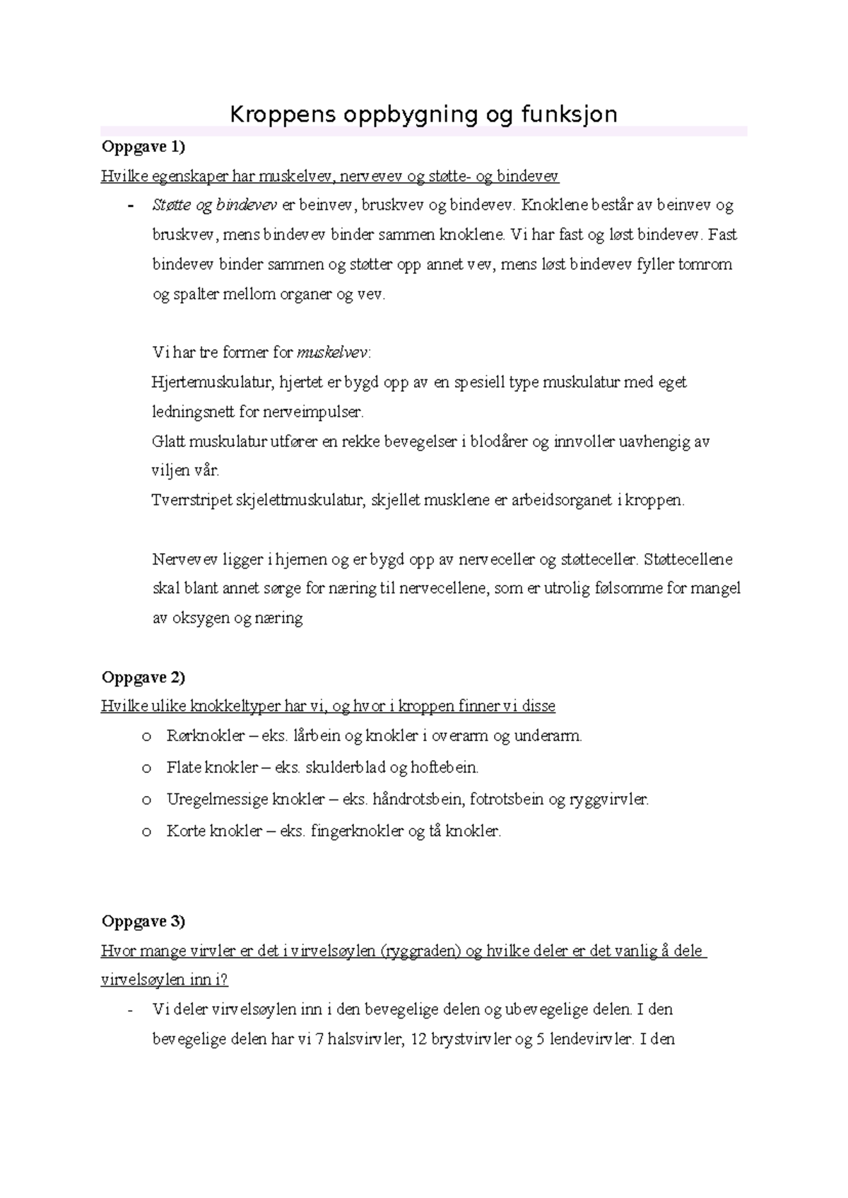 Kroppens oppbygning og funksjon - Kroppens oppbygning og funksjon ...