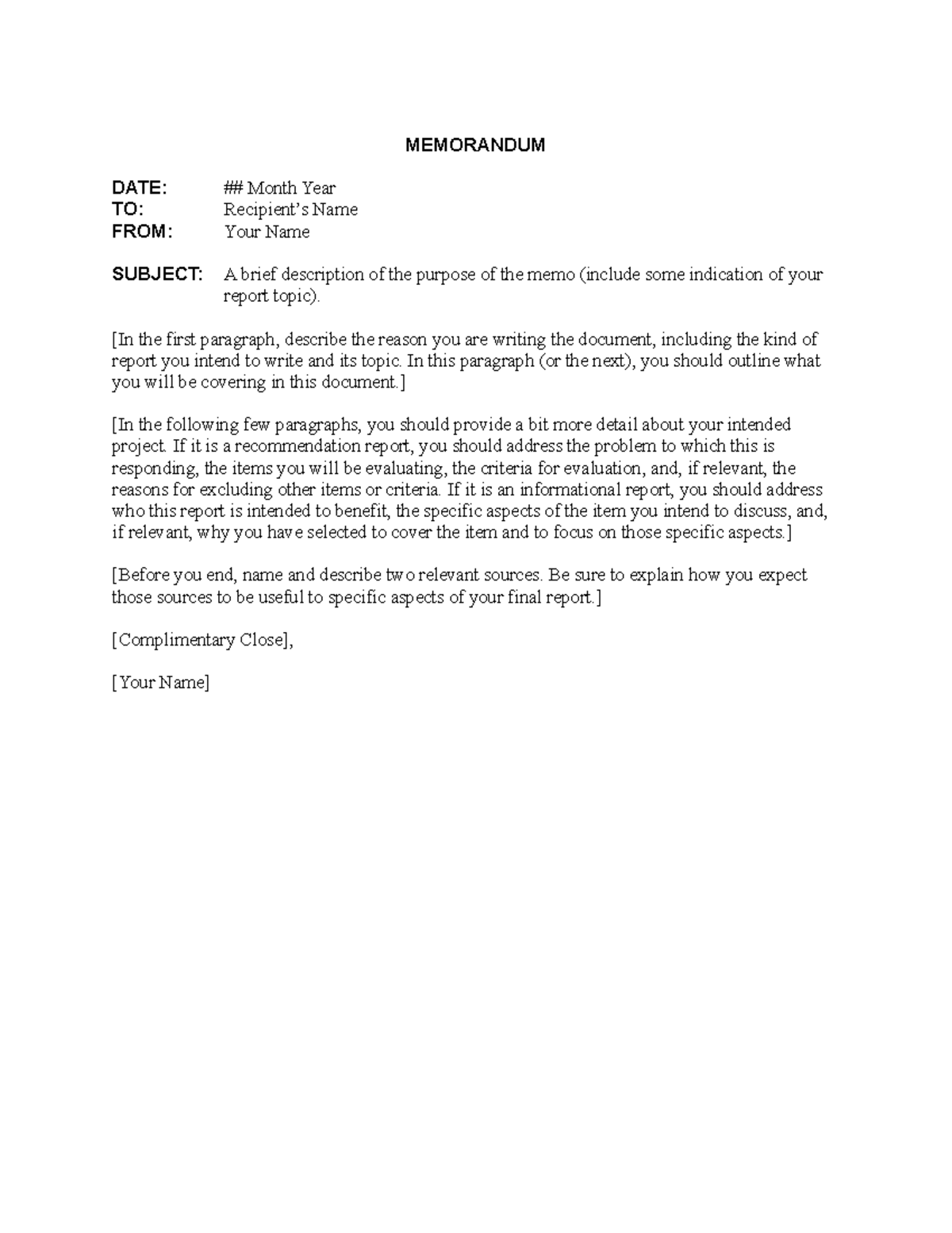 Memorandum Template - MEMO - MEMORANDUM DATE: ## Month Year TO ...