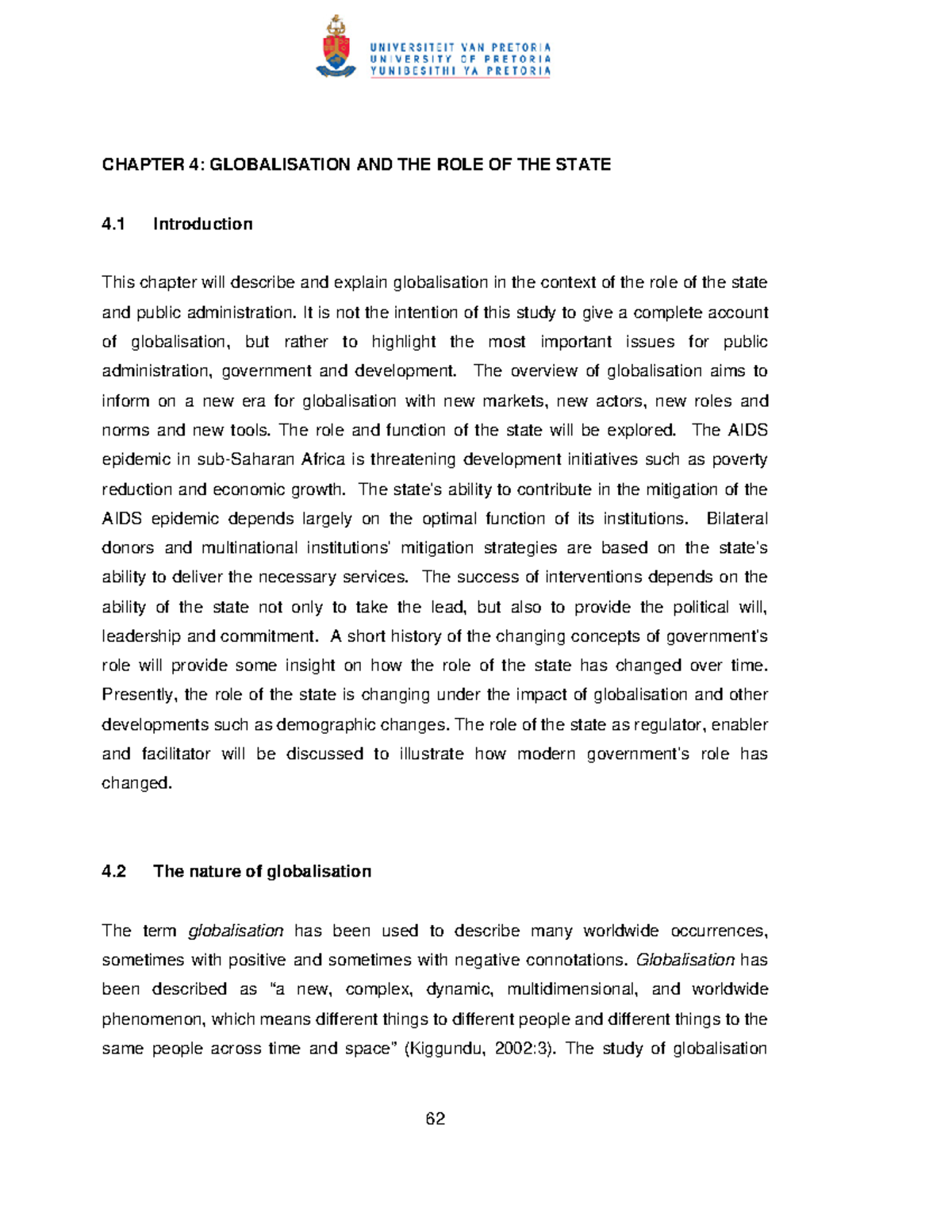 Globalization chapter - CHAPTER 4: GLOBALISATION AND THE ROLE OF THE STATE 4 Introduction This ...
