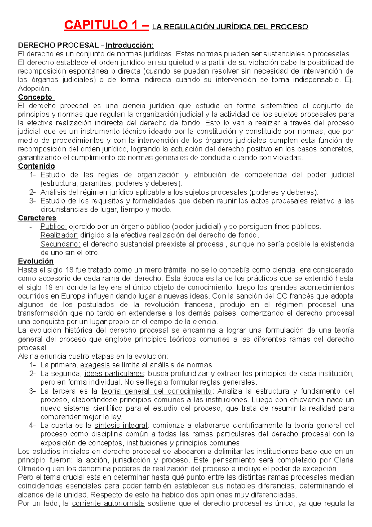 Procesal I - Resumen 8 - CAPITULO 1 – LA REGULACIÓN JURÍDICA DEL ...