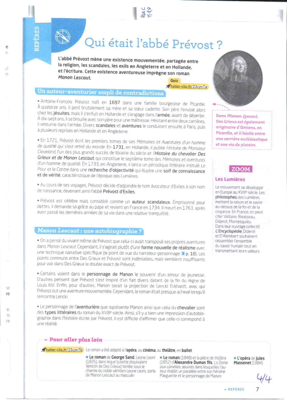 Biographie abbé Prévost - Français - Studocu