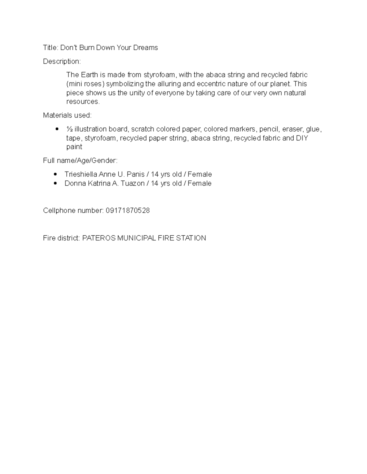 Panisbells - Copy - uikl - Title: Don’t Burn Down Your Dreams ...