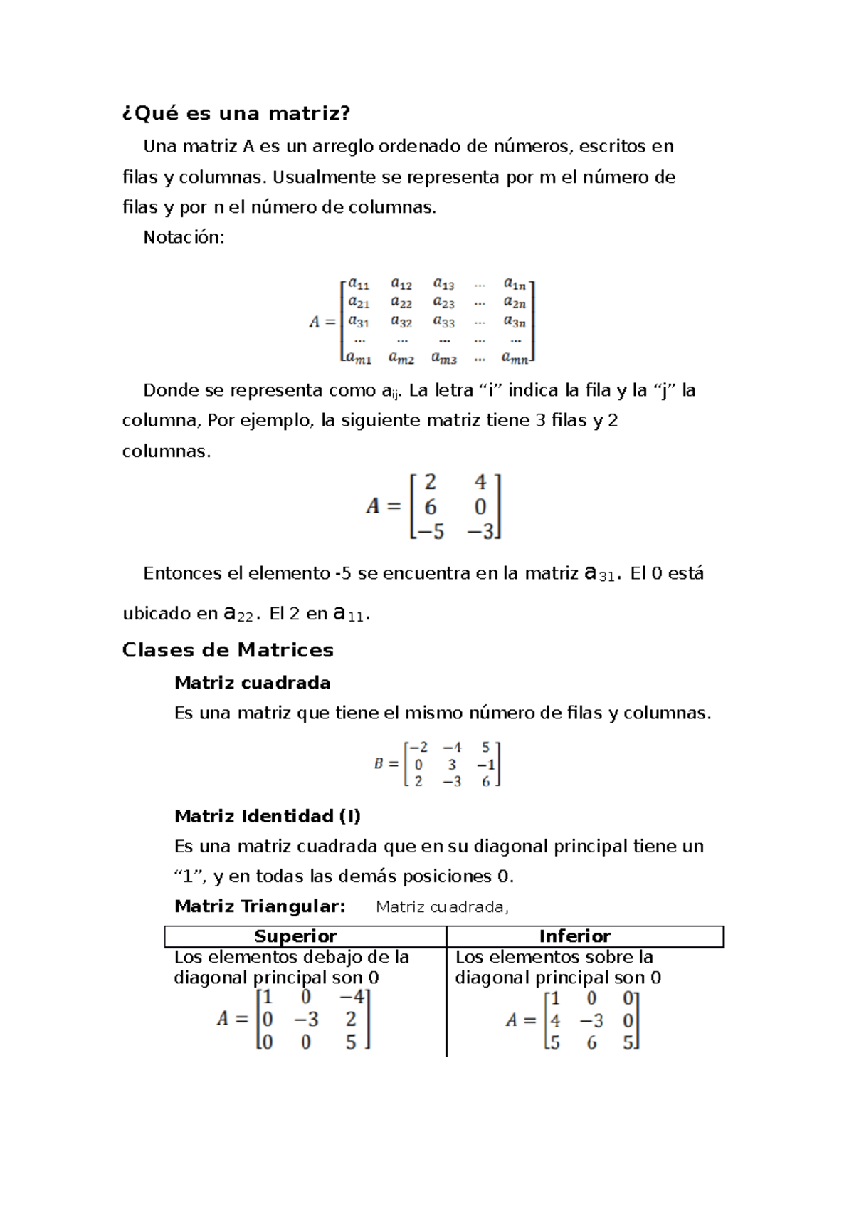 Matrices Apuntes - Descripción general de la teoria de determinantes ...