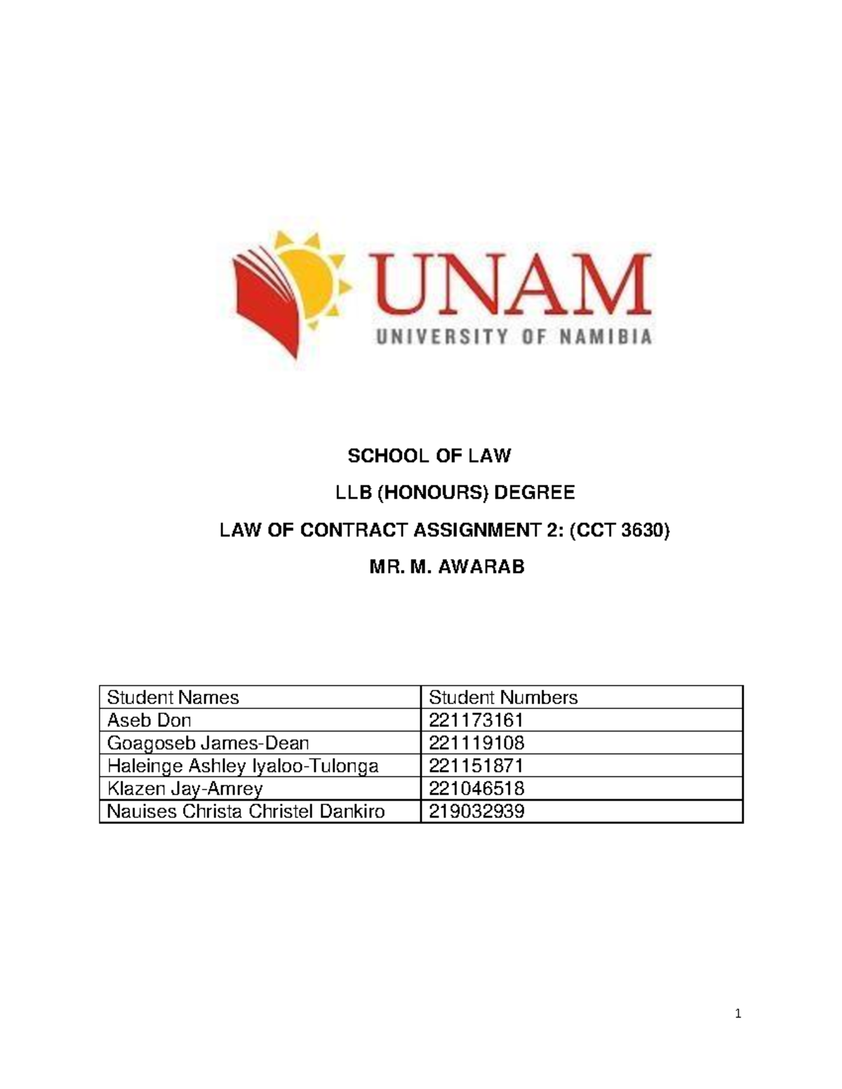 LOC Ass 2 write up - ASS 2 PRESENTATION - SCHOOL OF LAW LLB (HONOURS ...