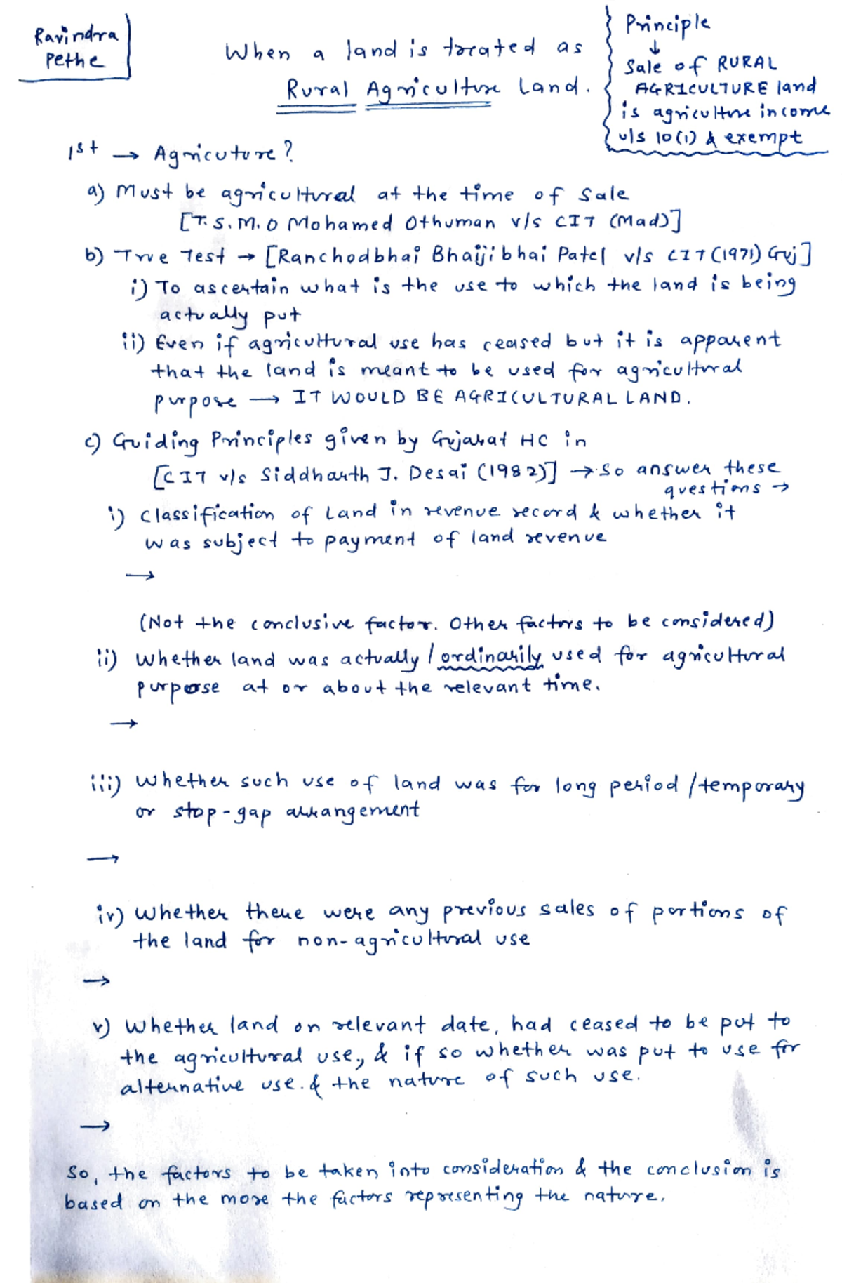 Rural Agriculture LAND - Ravi ndra Pinciple Pethe When a lanol is ...