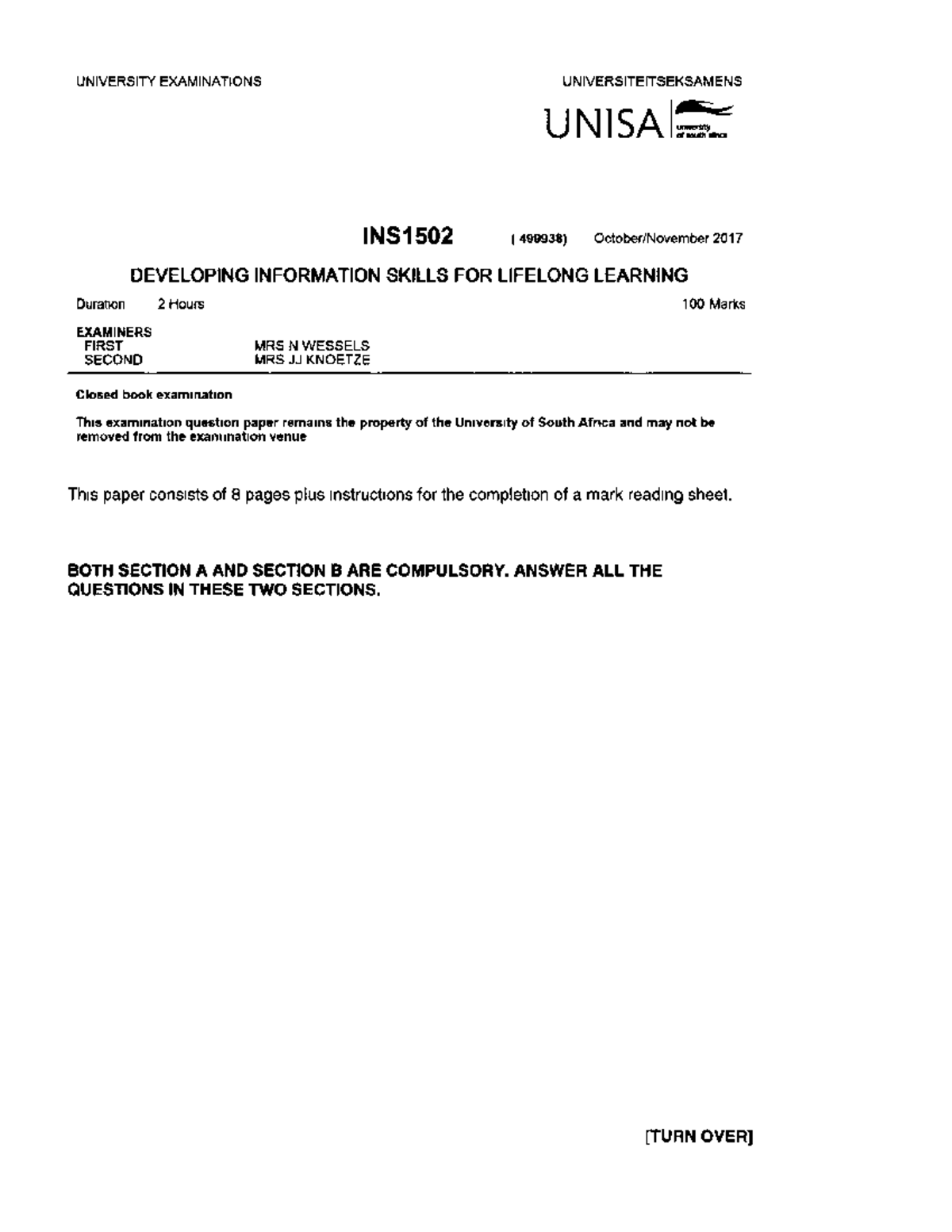 INS1502-2017-10-E-1 - 2017 November - INS1502 - Studocu