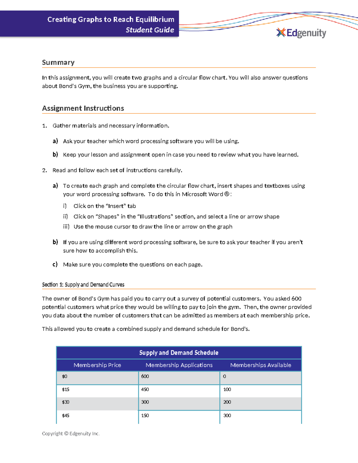 Project elasticity - Creating Graphs to Reach Equilibrium Student Guide ...