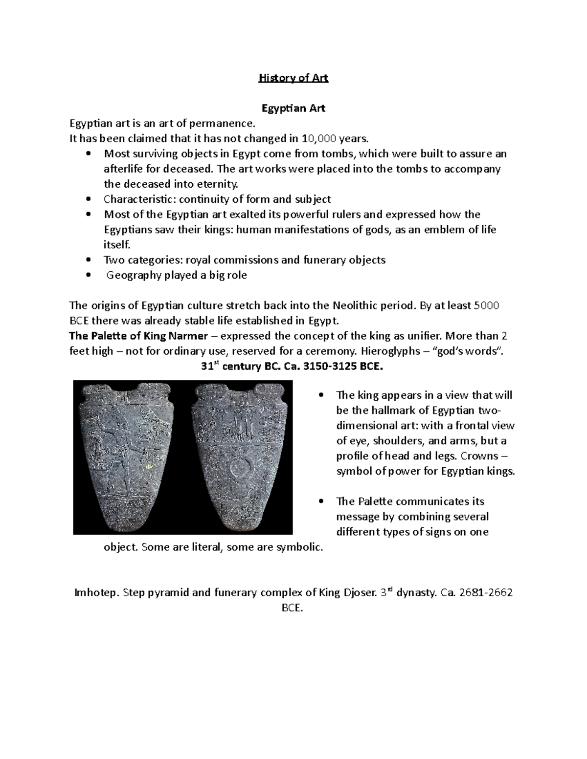 History of Art Intro - History of Art Egyptian Art Egyptian art is an ...