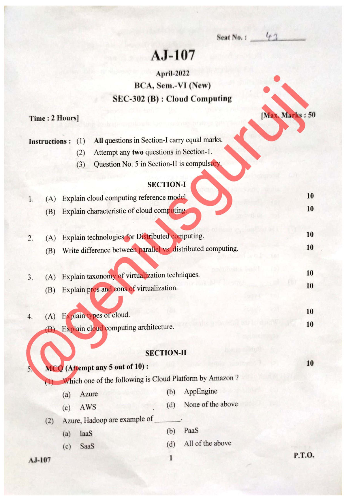 Cloud computing paper - Studocu