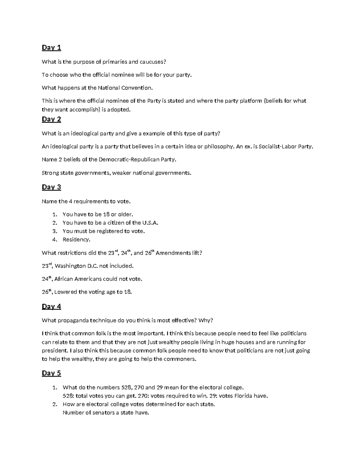 Government warm-ups 4 - wertyjkl - Day 1 What is the purpose of ...