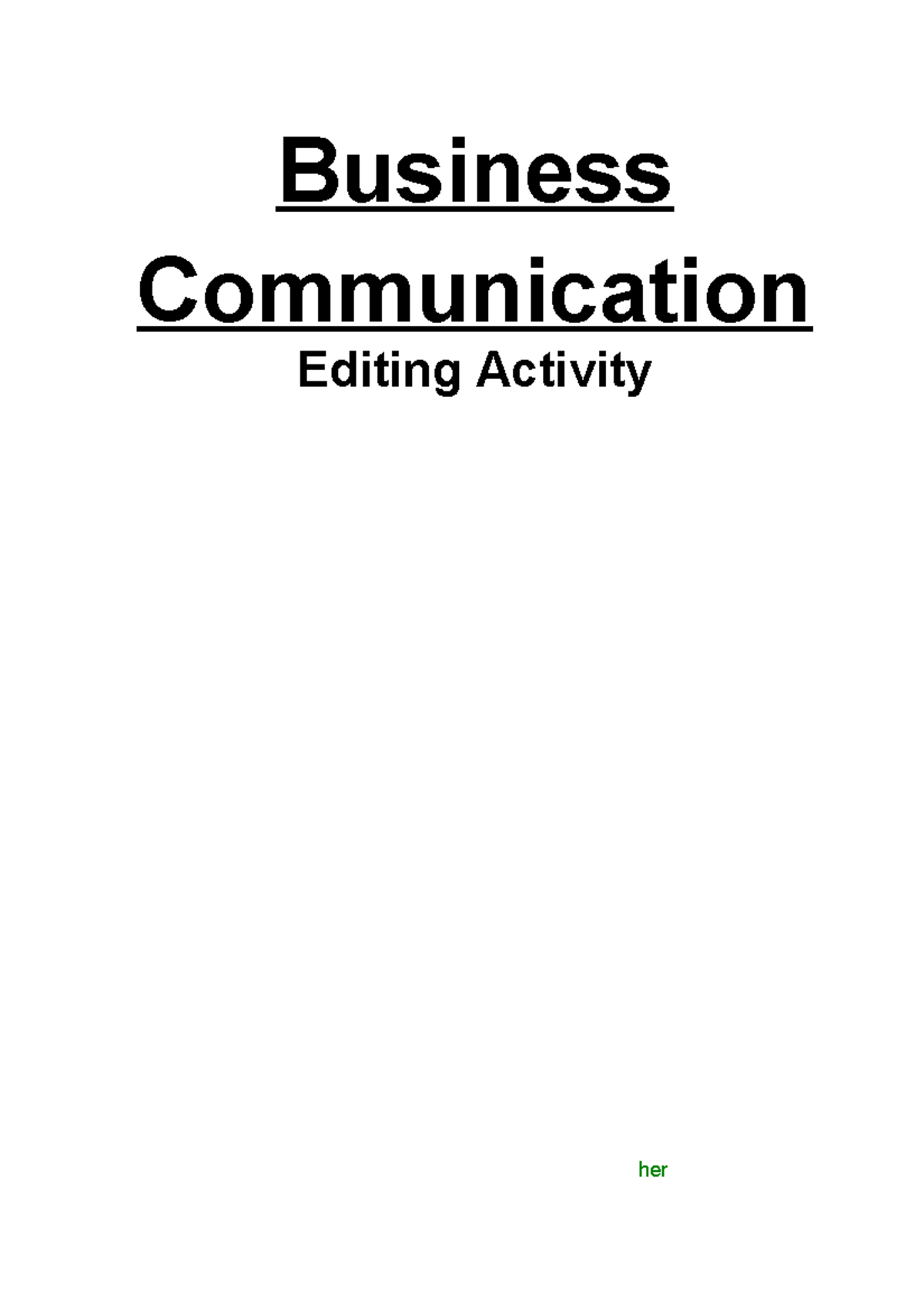 Buscom Editing ACT - Business Communication Editing Activity her she ...