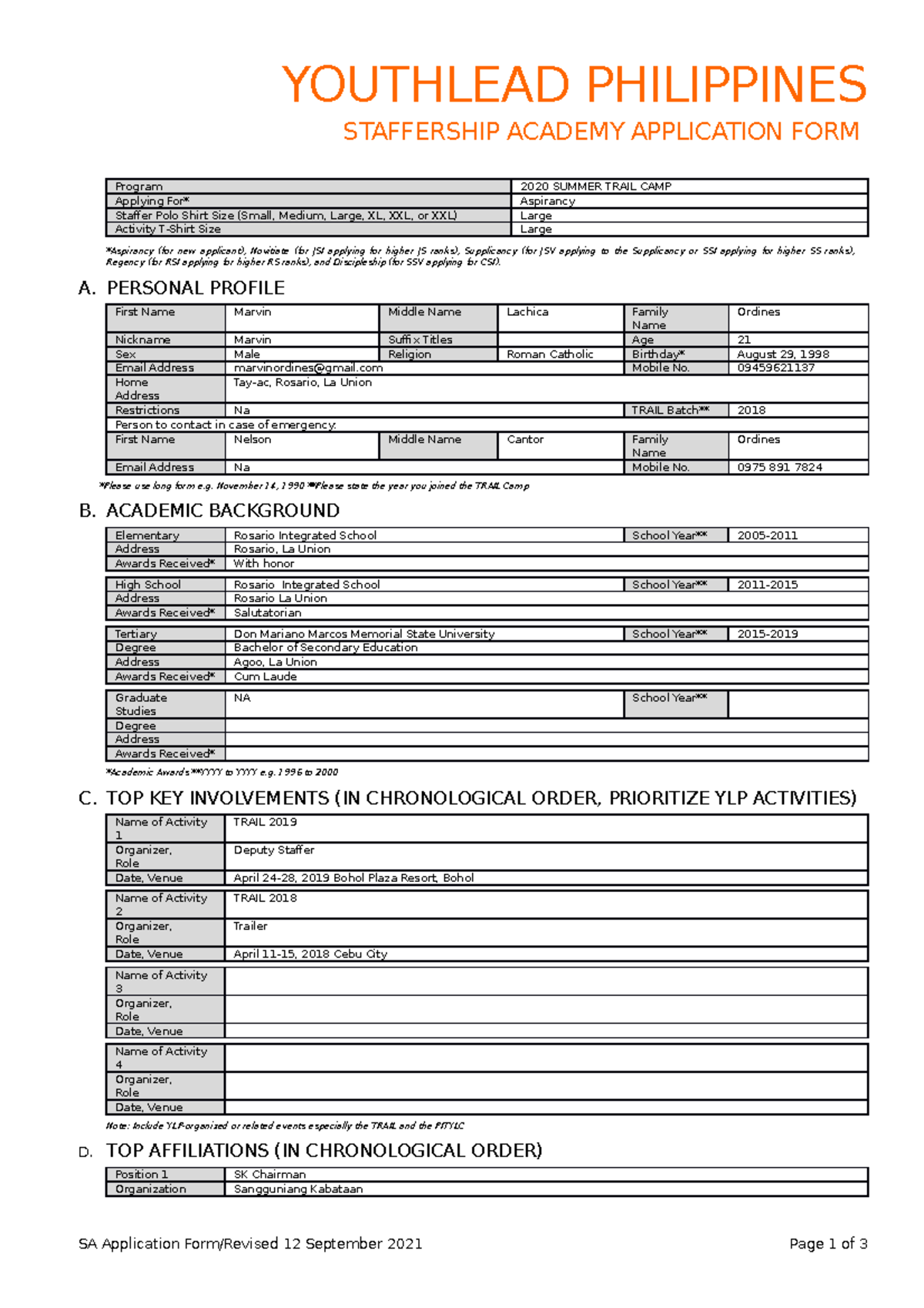 2020 Trail CAMP Application - Program 2020 SUMMER TRAIL CAMP Applying ...