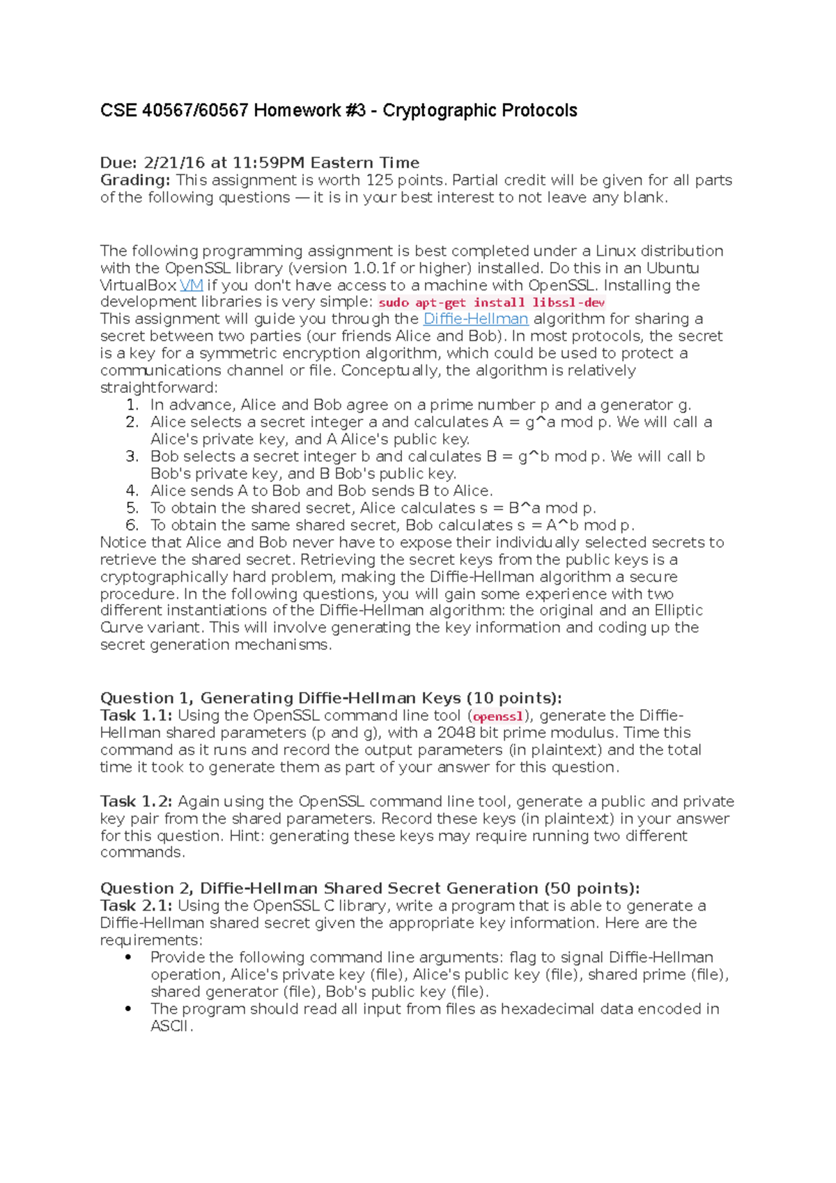 CSE 40567-60567 Homework #3 - Cryptographic Protocols - CSE Homework ...