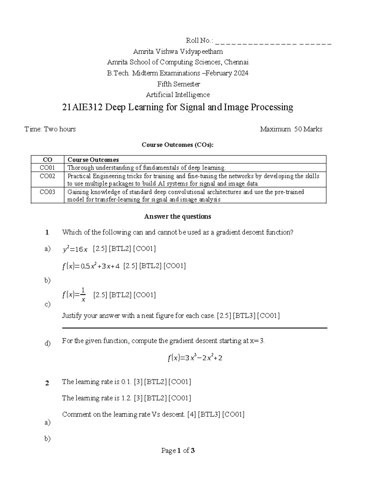 Deep Learningfor Signaland Image Processing QP Midterm Feb2024 - Roll ...