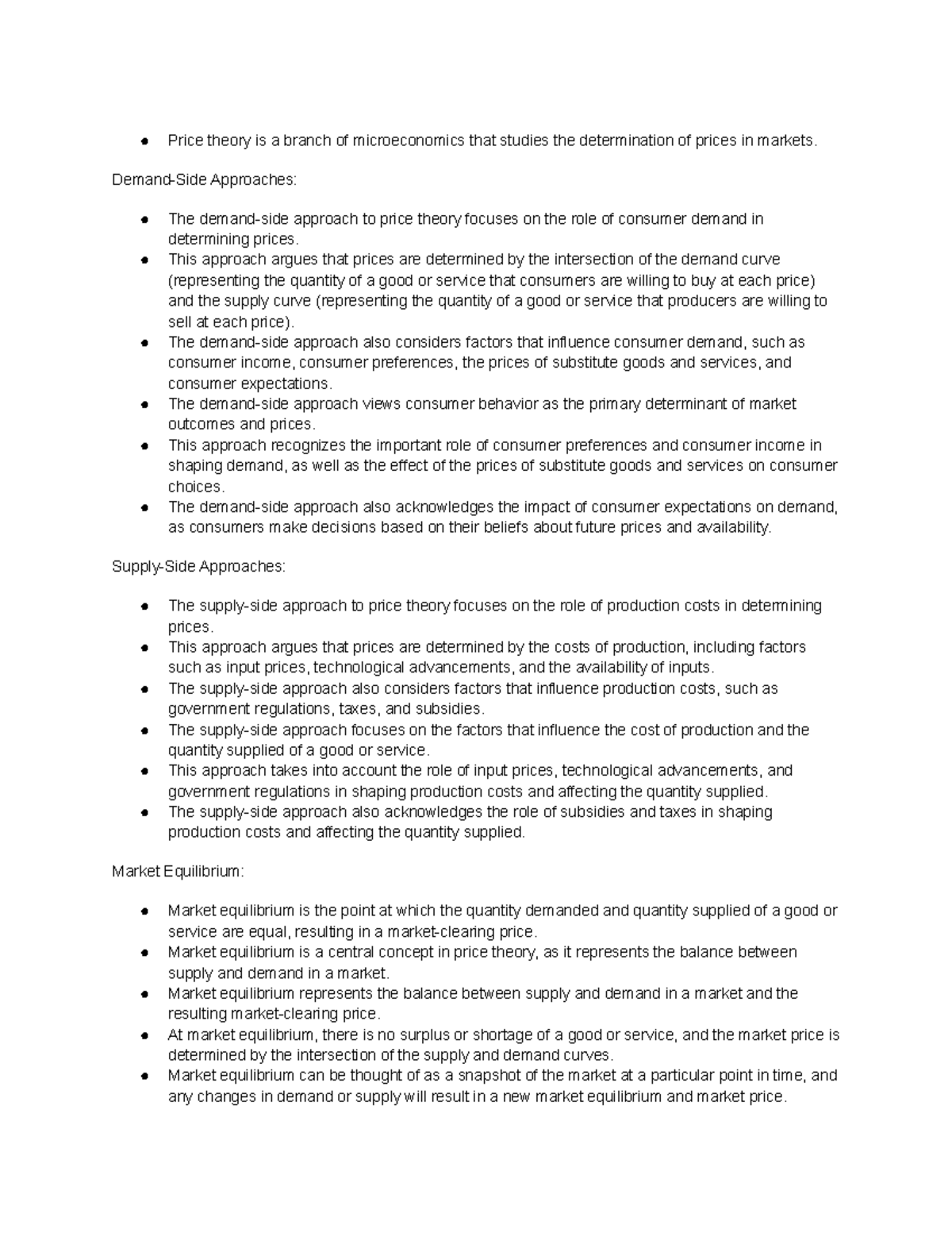 ECON 360 Notes - Price theory - Price theory is a branch of ...
