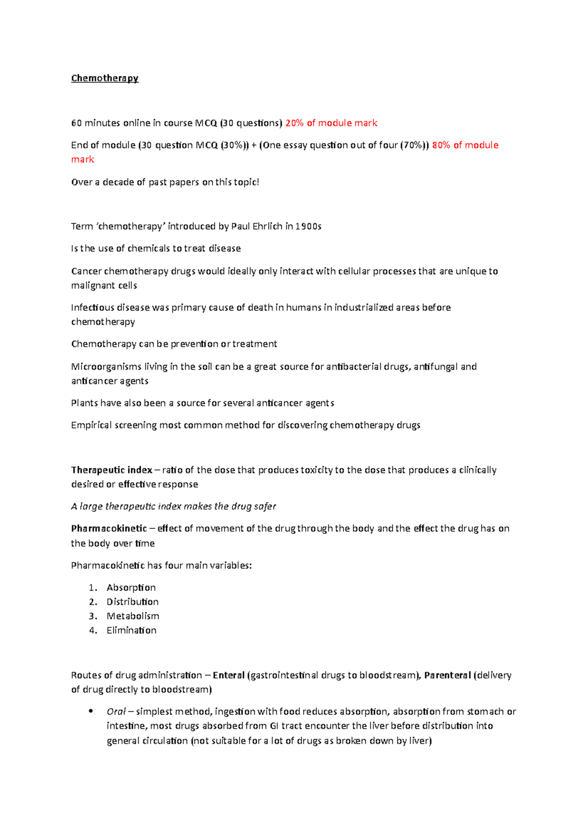 080223 Chemotherapy - Keynotes on lectures 1 - 6. Including practice ...
