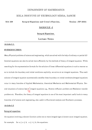 MA107 Tutorial-1 - TUTORIAL SHEET QUES BIT MESRA - DEPARTMENT OF ...