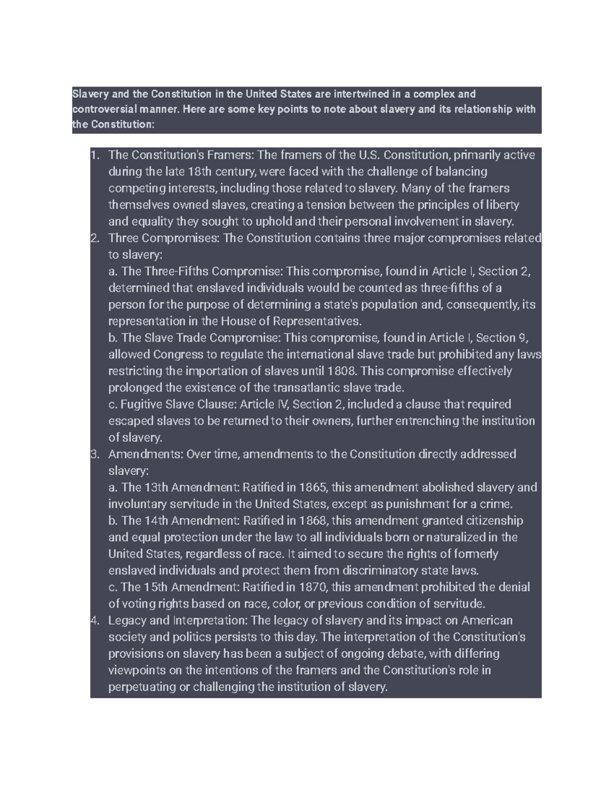 slavery and constitution - Slavery and the Constitution in the United ...