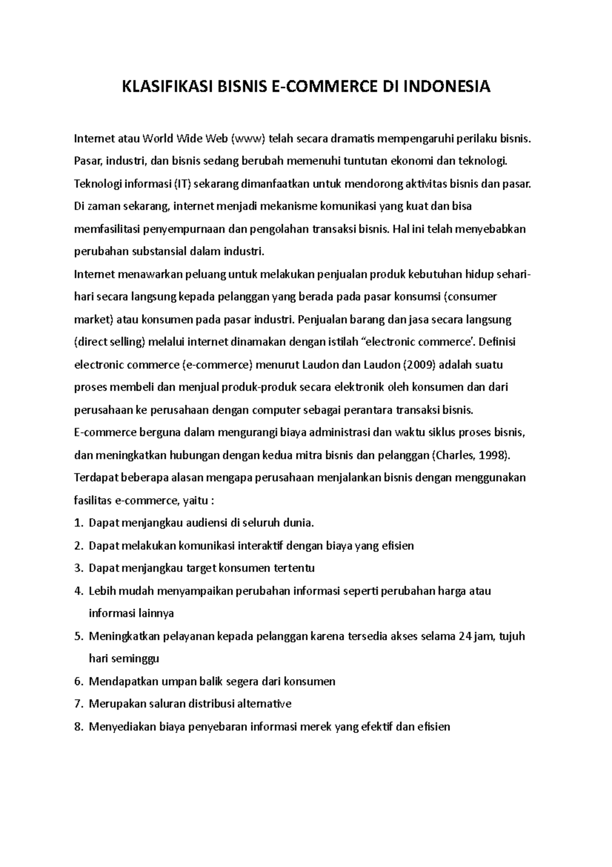 Ecommerce - Bismilla - KLASIFIKASI BISNIS E-COMMERCE DI INDONESIA Internet atau World Wide Web ...