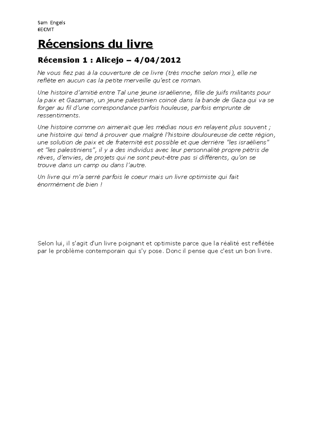 Frans oc recensions '""""""""""""""""""""""""""""""""" - 6ECMT ...