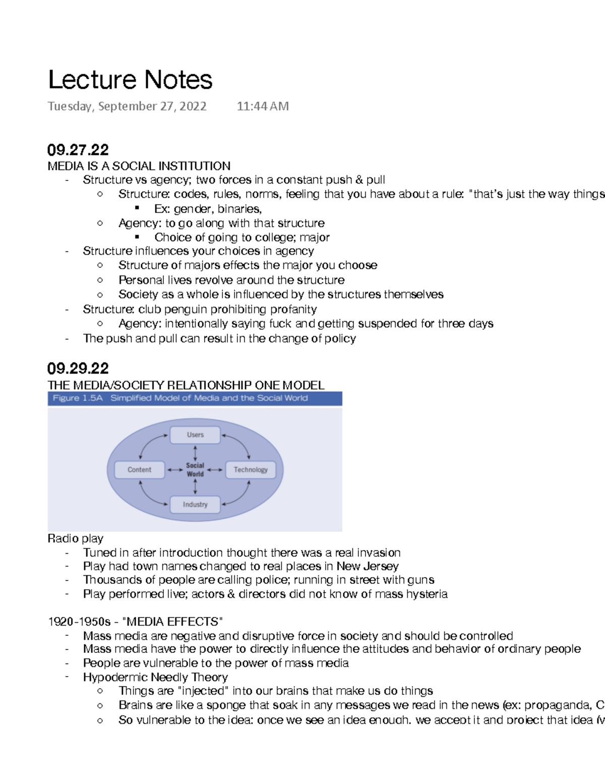 J201 Full Lecture Notes - 09. MEDIA IS A SOCIAL INSTITUTION Structure ...